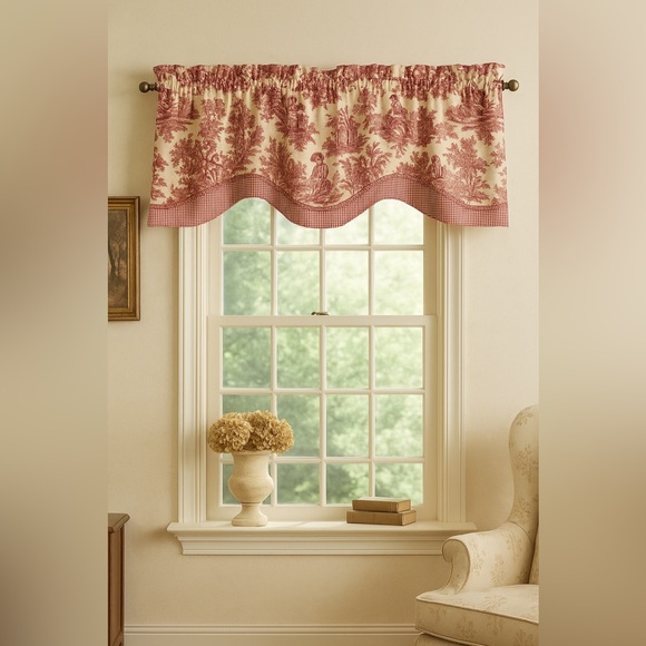 Waverly | Accents | Waverly Red Toile Window Valances Pair Farmhouse ...